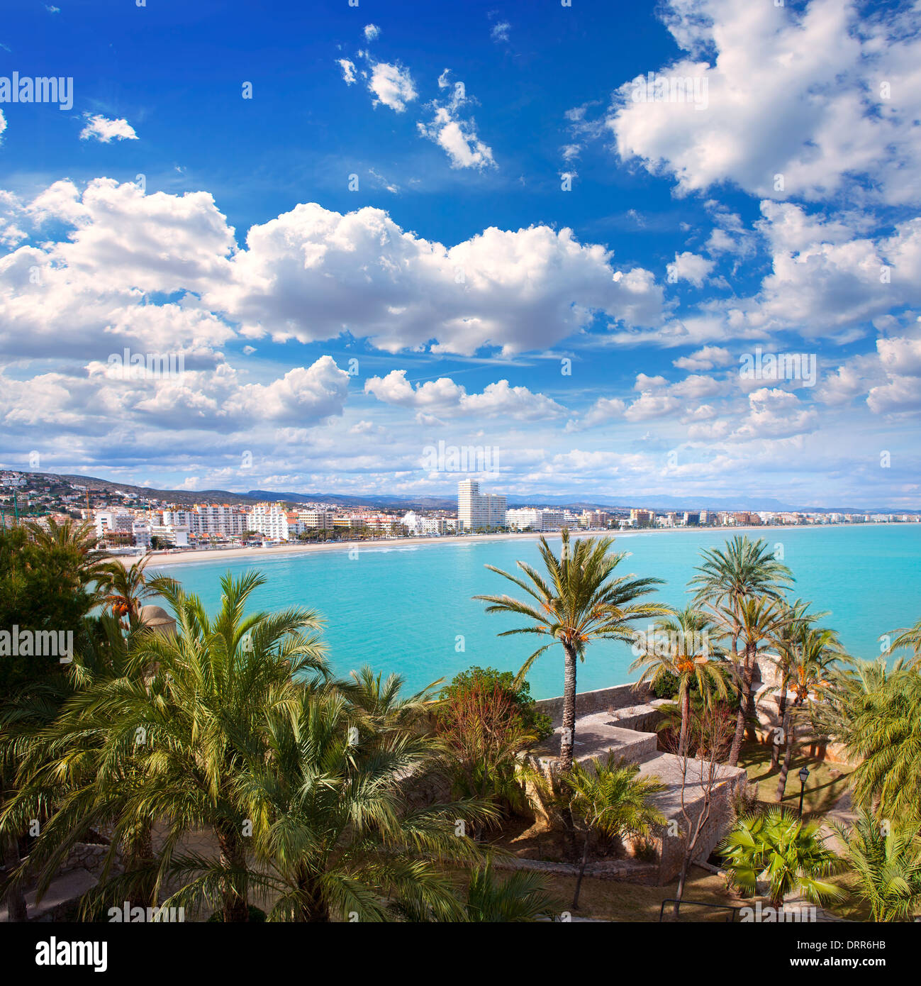 Peniscola beach and Village aerial view in Castellon Valencian ...