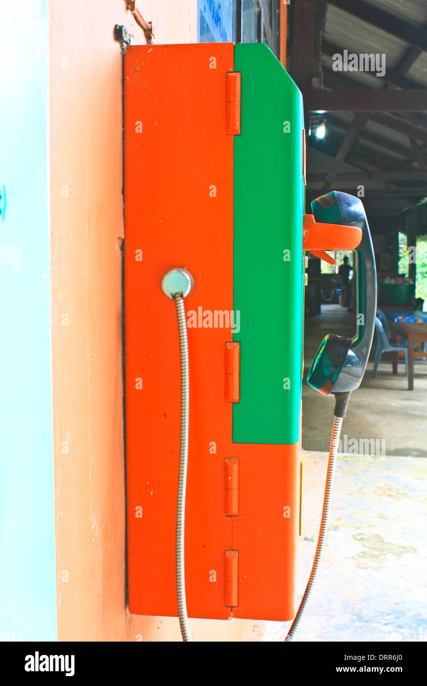 close up public telephone coin in Thailand Stock Photo - Alamy