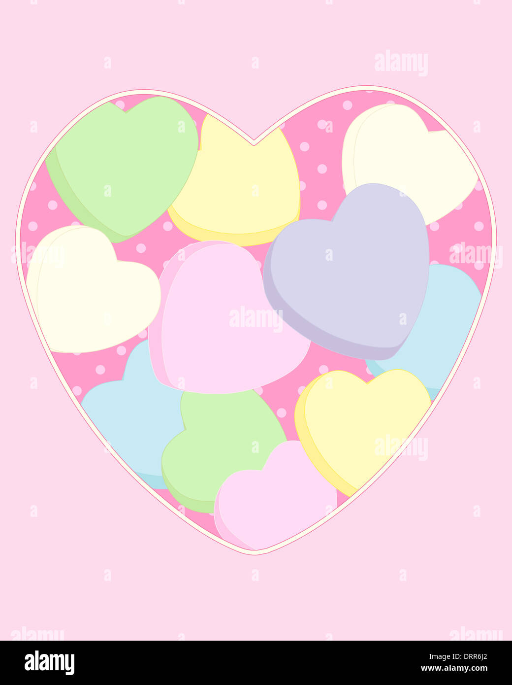 an illustration of a pastel color love heart background greeting card ...