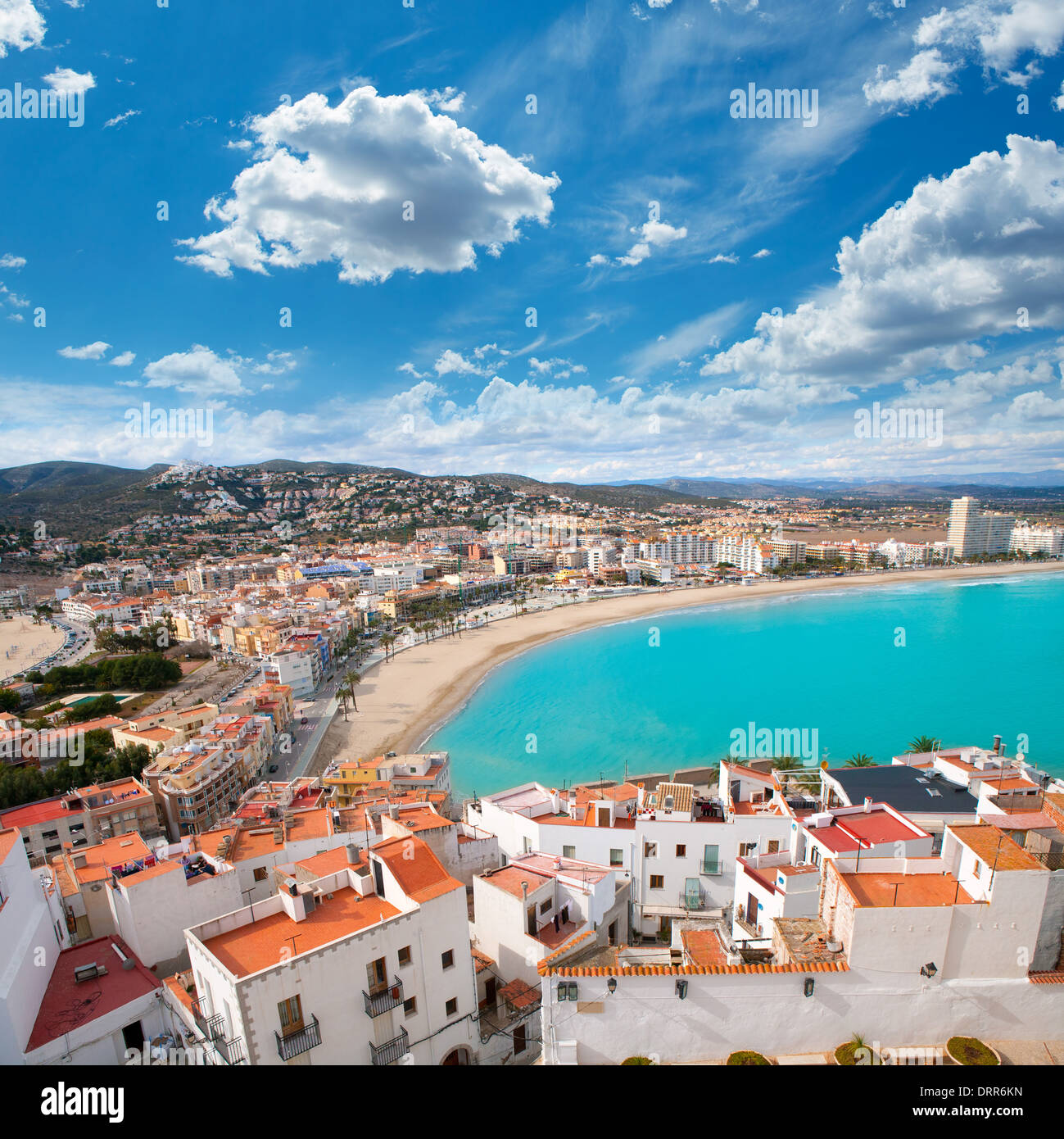 Peniscola beach and Village aerial view in Castellon Valencian ...