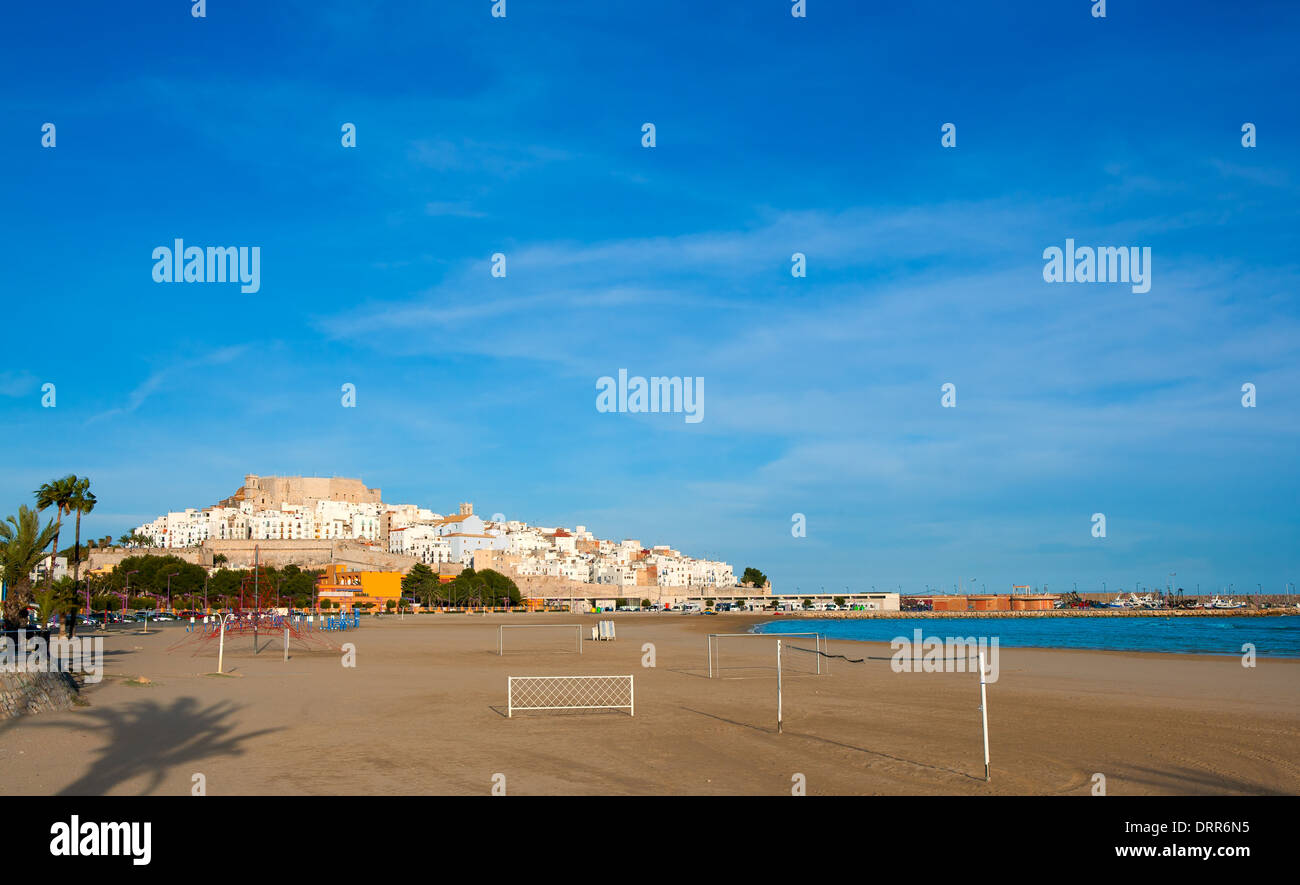 Peniscola Castle and beach in Castellon Valencian community of spain ...