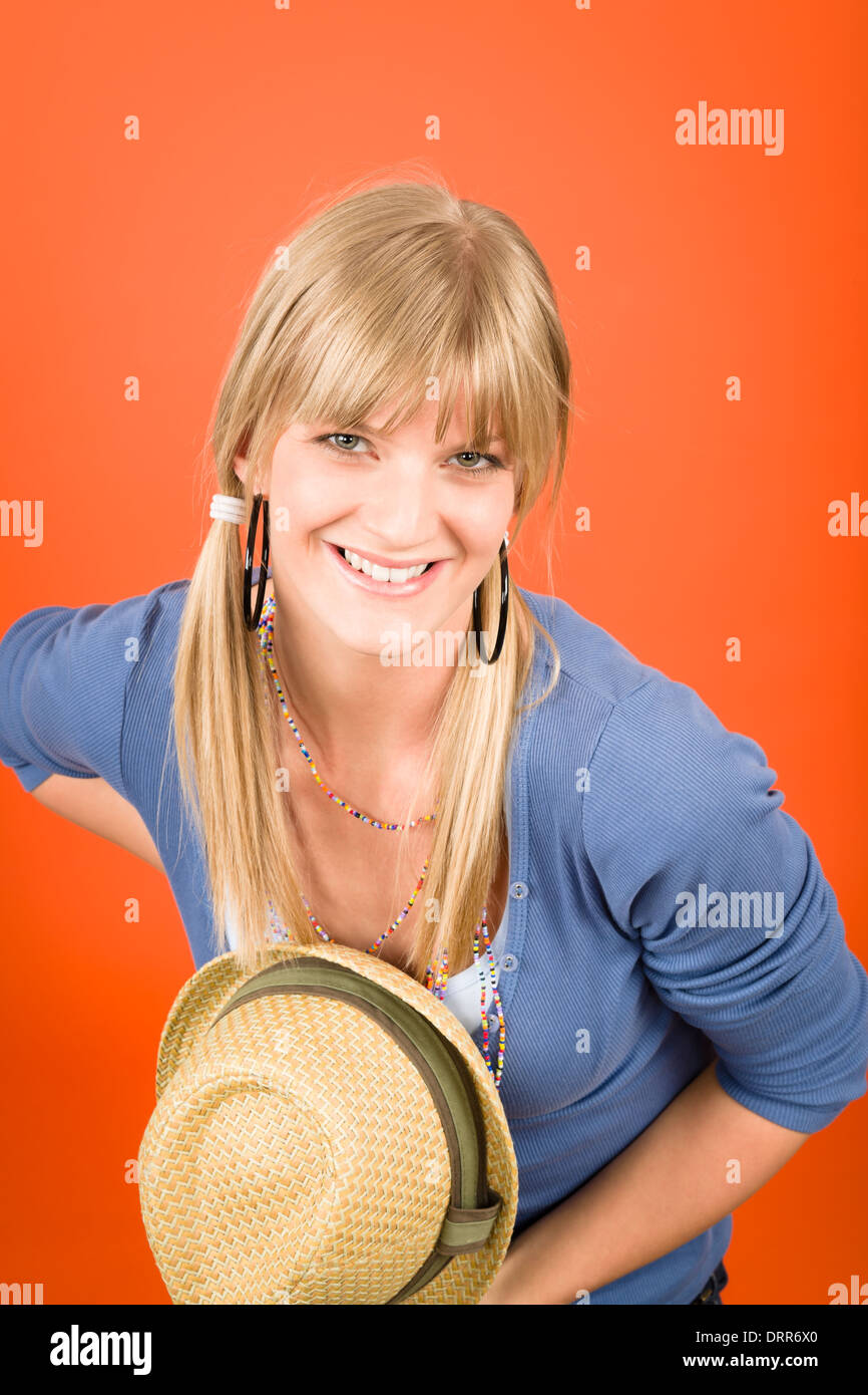 Young girl fashion outfit make a curtsy Stock Photo - Alamy