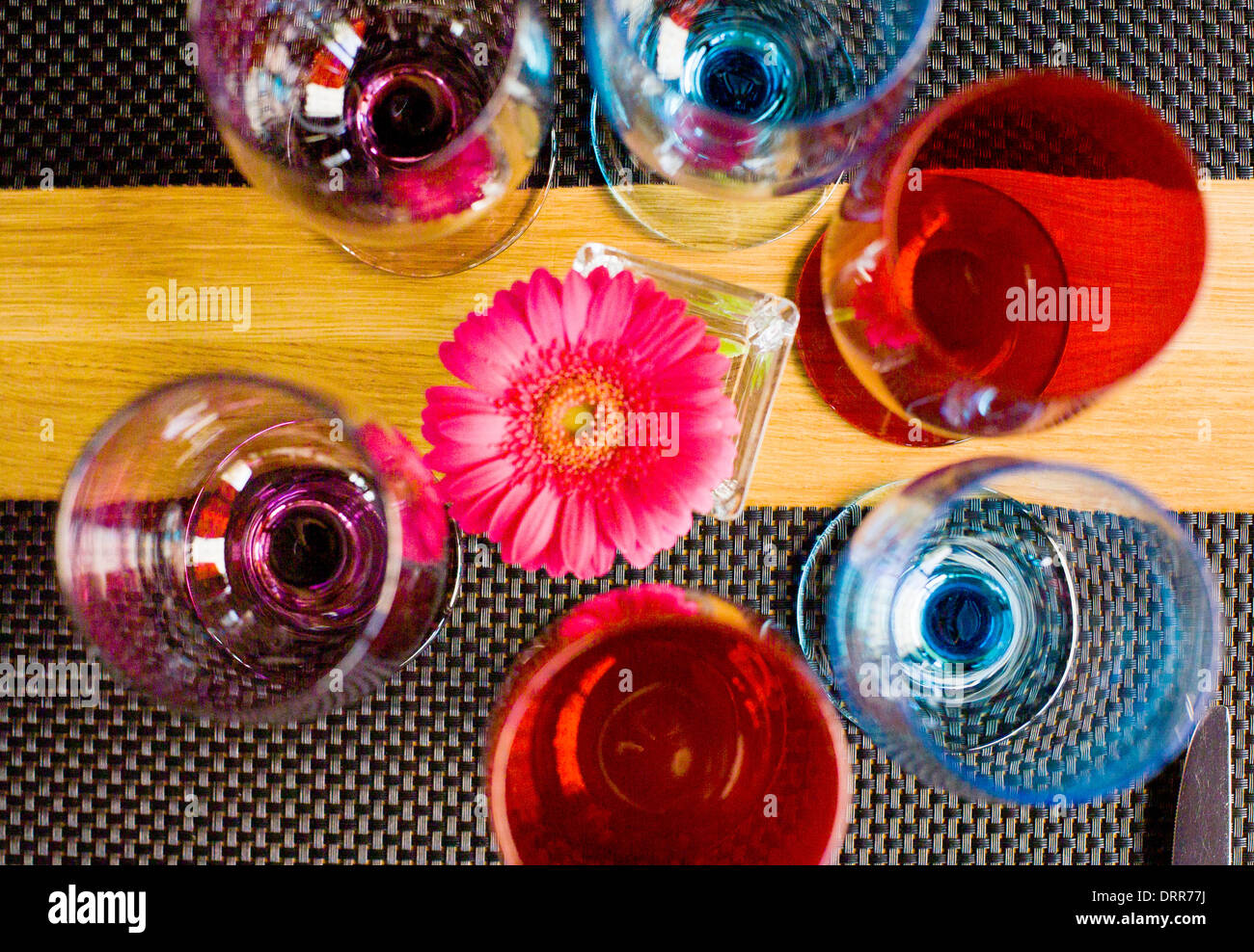 wine glasses overhead shot Stock Photo - Alamy