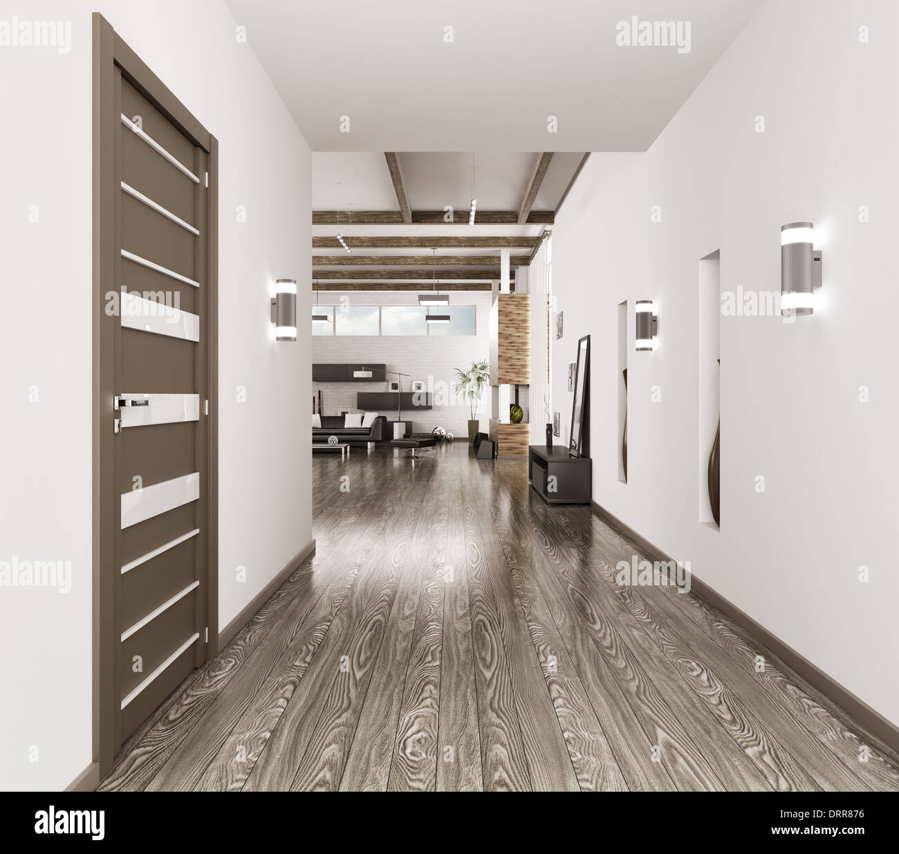 Interior of modern hall 3d render Stock Photo - Alamy