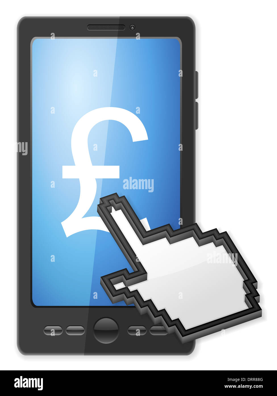 Phone, cursor and pound symbol on a white background Stock Photo - Alamy