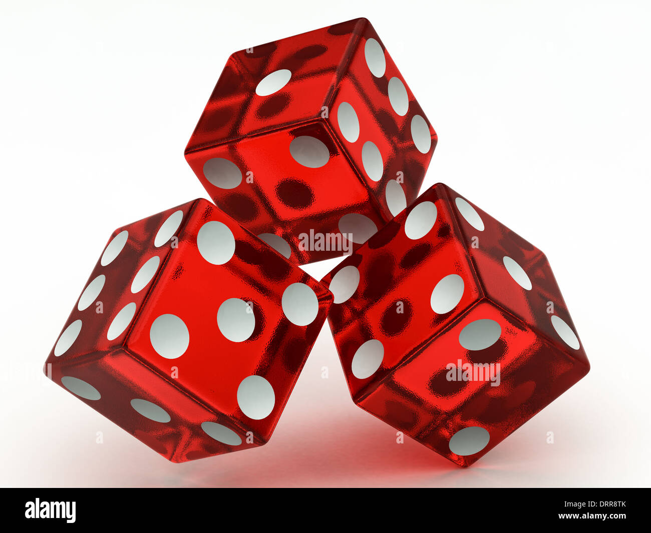 three red dices falling on a white background Stock Photo - Alamy