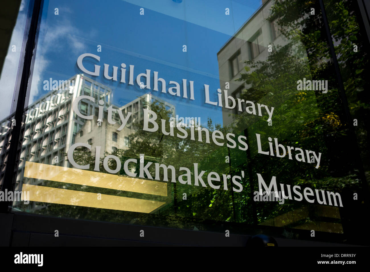 Guildhall Library, City Business Library and Clockmakers' Museum sign ...