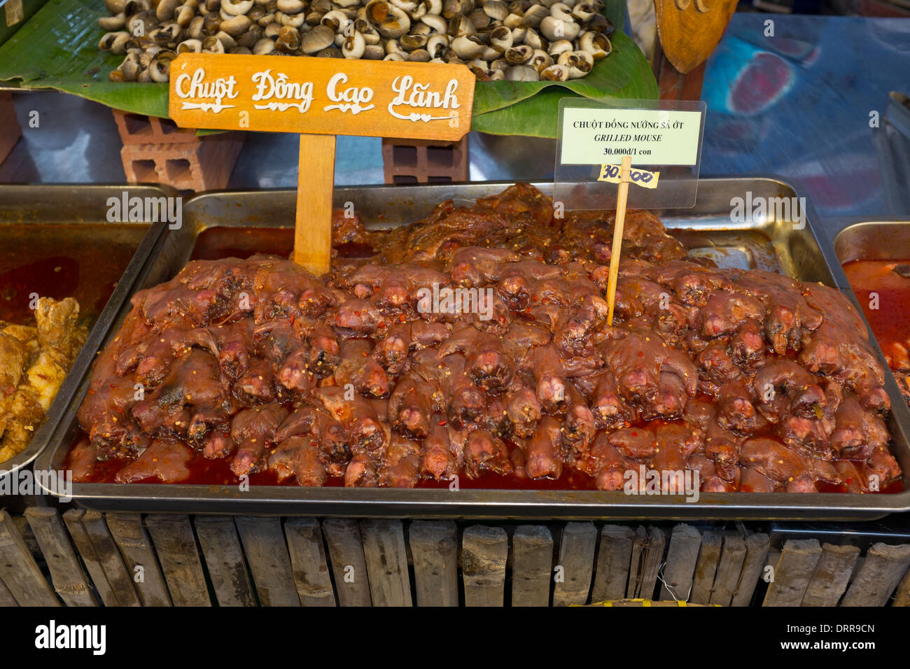 Cooked Mouse or Mice (chuột) on sale at street restaurant or food stall ...