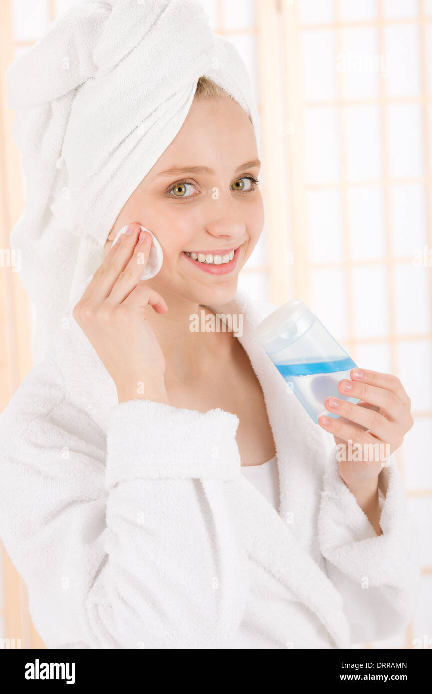 Acne facial care teenager woman clean skin Stock Photo - Alamy