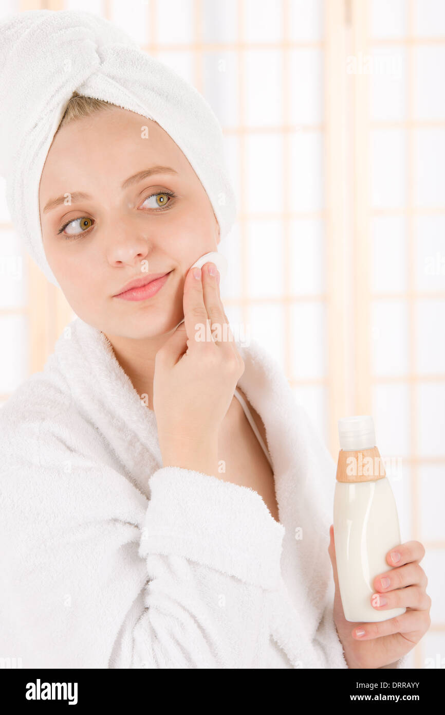 Acne facial care teenager woman clean skin Stock Photo - Alamy