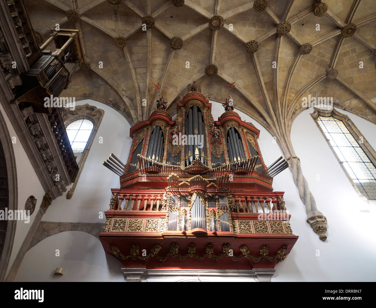18th century baroque pipe organ at the igreja de Santa Cruz church in ...