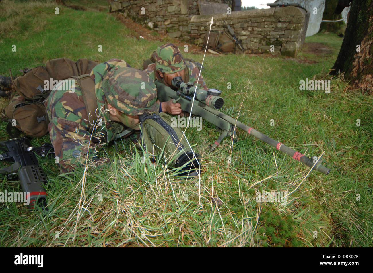 British army sniper team with his L115A3 sniper rifle, training in ...