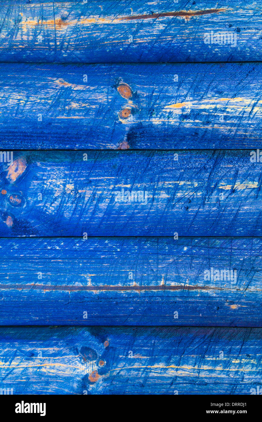 The wall of wooden planks painted in blue Stock Photo - Alamy