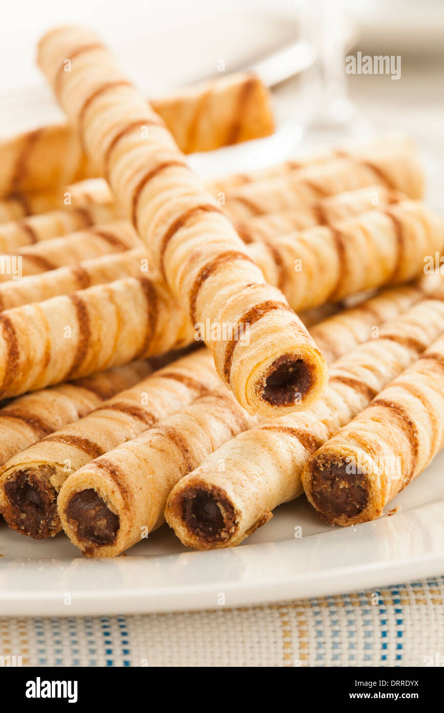 Fancy Gourmet Chocolate Hazelnut Pirouline Wafer Cookie Stock Photo - Alamy