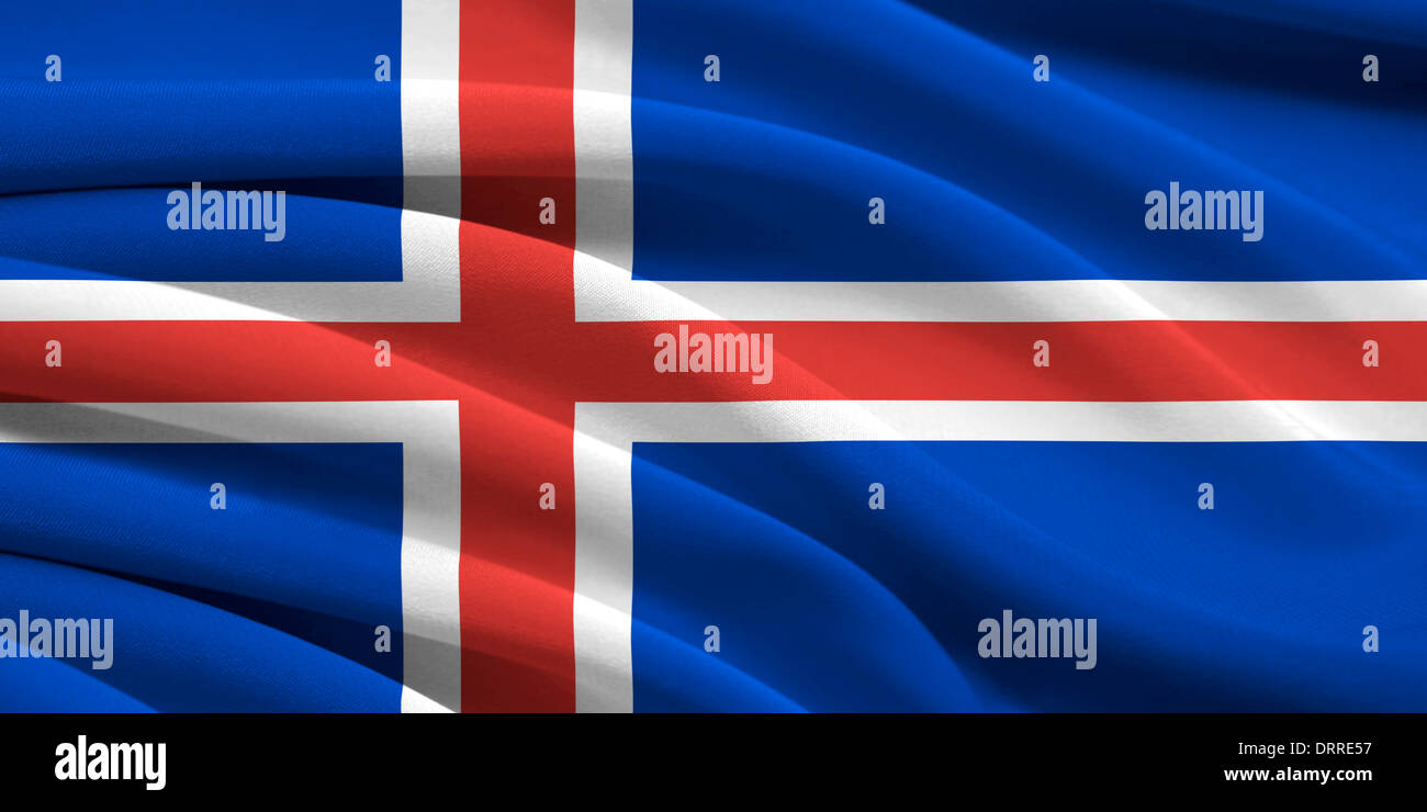 Flag of Iceland waving in the wind Stock Photo - Alamy