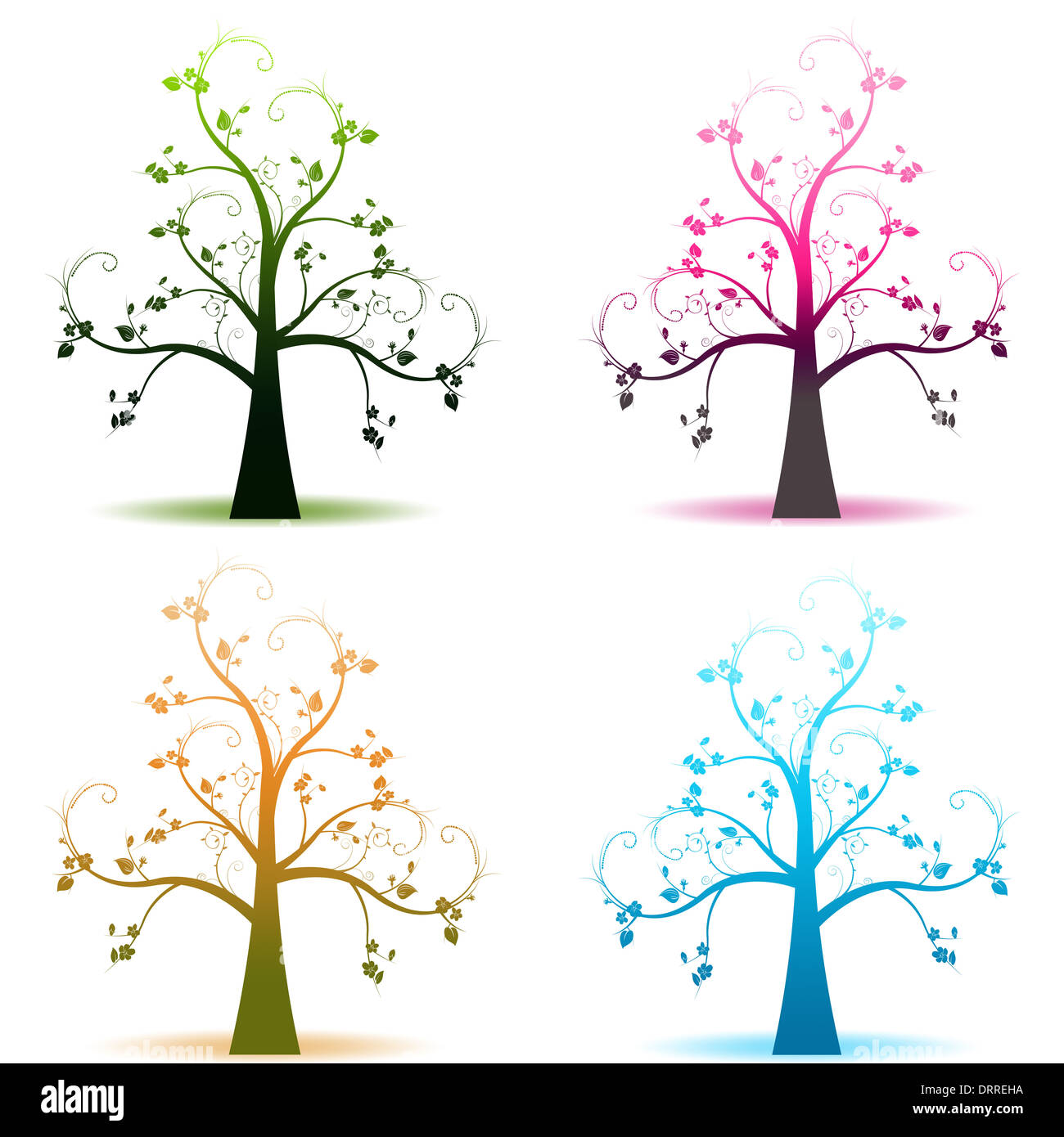 Abstract art trees of four seasons Stock Photo - Alamy