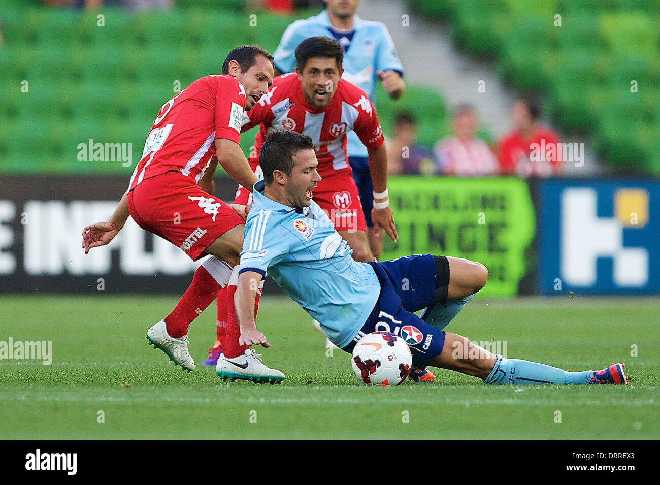 Melbourne, Australia. 31st Jan, 2014. Action during the round 17 match ...