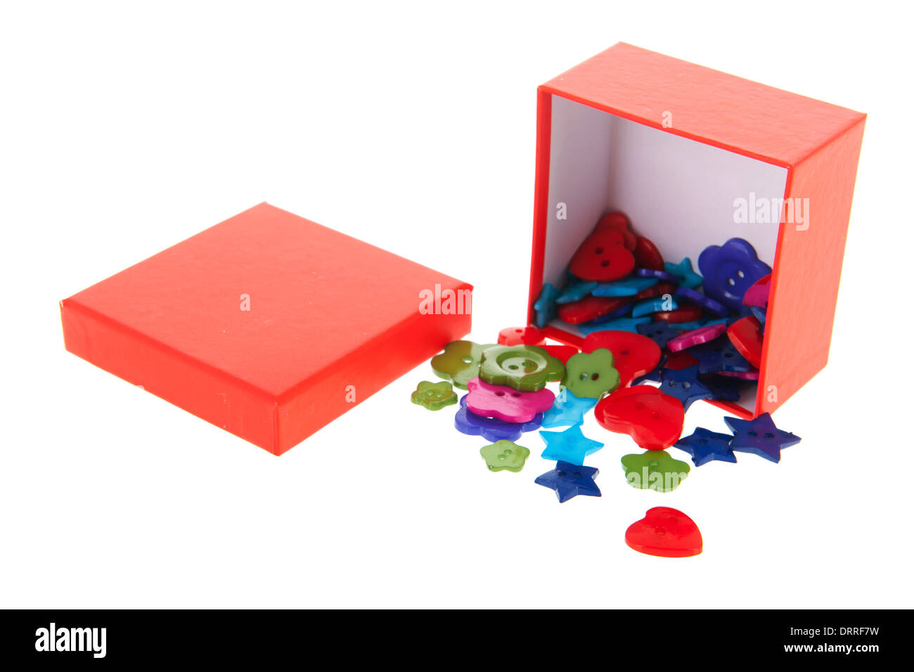 Many colorful buttons in red box isolated over white background Stock ...