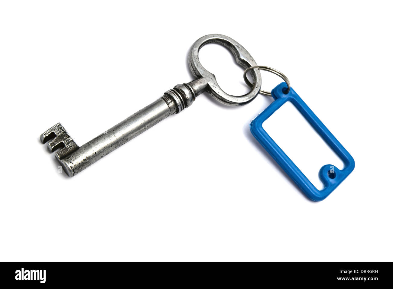 Blank tag and old key Stock Photo - Alamy