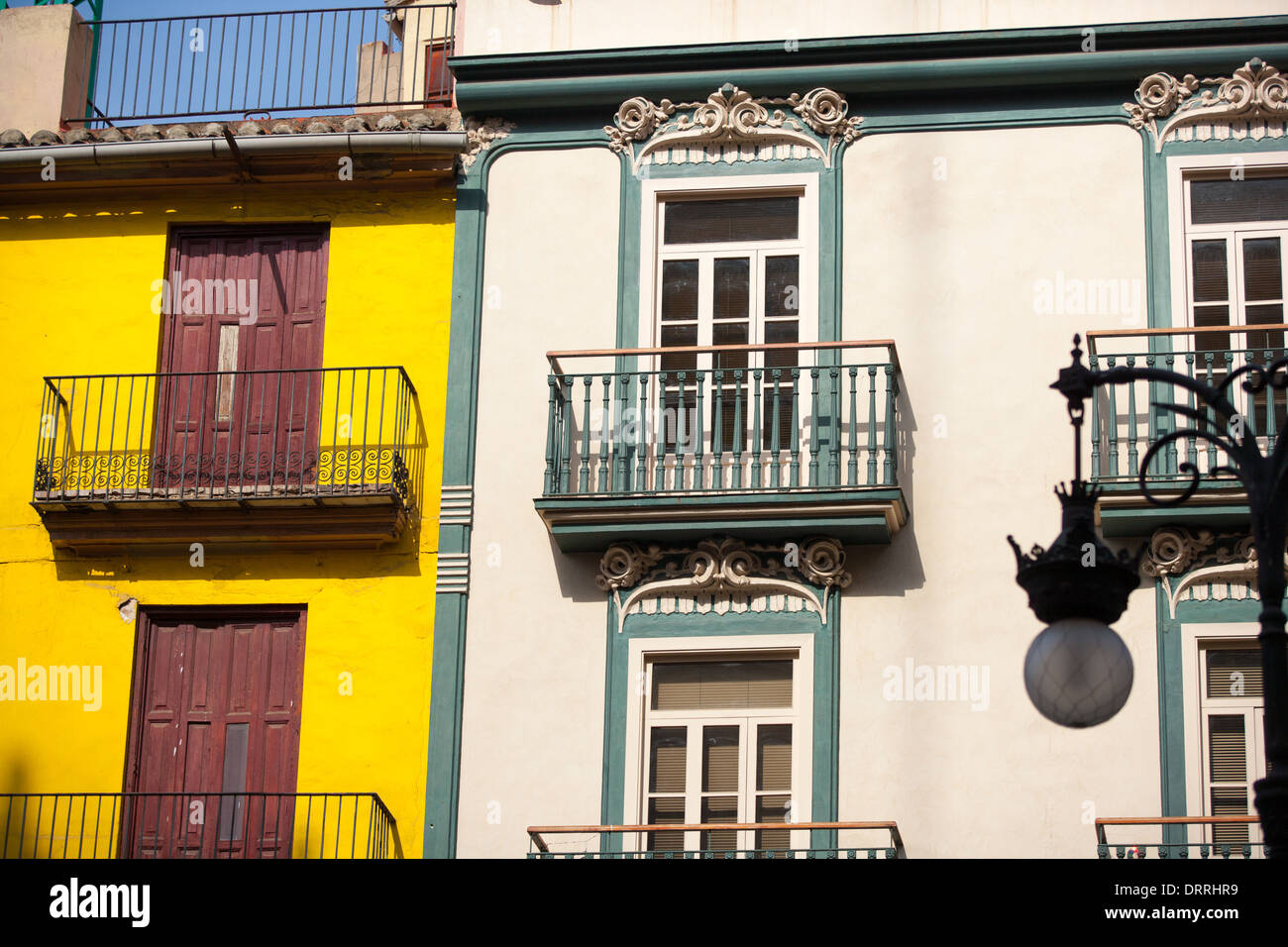 Valencia downtown facades near Central Market at Spain Stock Photo - Alamy