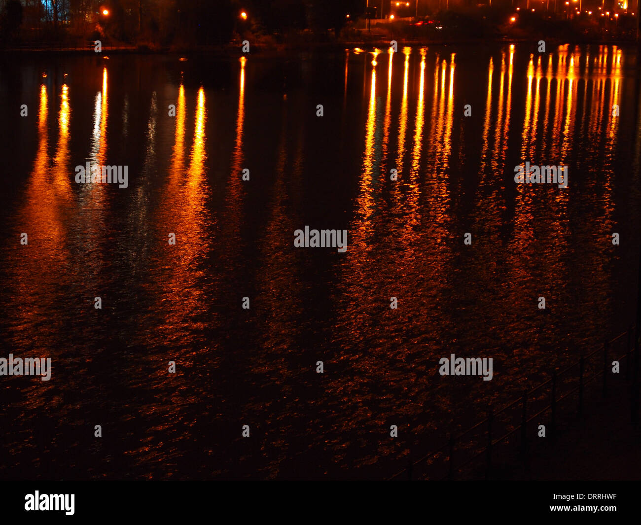 Lights reflecting in a wharf dock water Stock Photo - Alamy