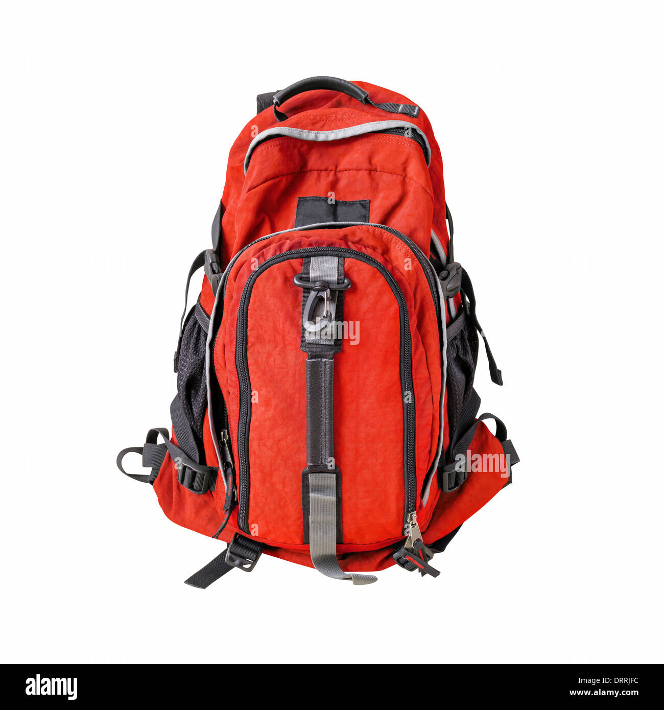 A high-resolution image of an isolated red-colored backpack on white ...