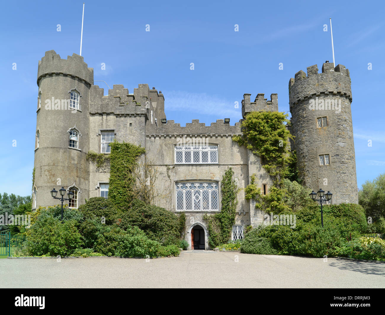Medieval Irish Castle at Malahide, nine miles (14 km) north of Dublin ...