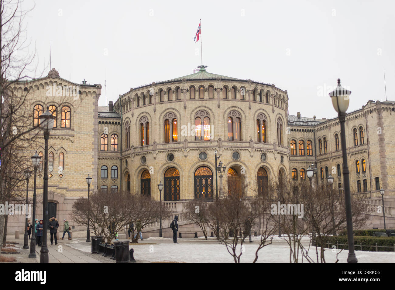 The parliament building of Norway, Stortinget in Oslo, as seen on a ...