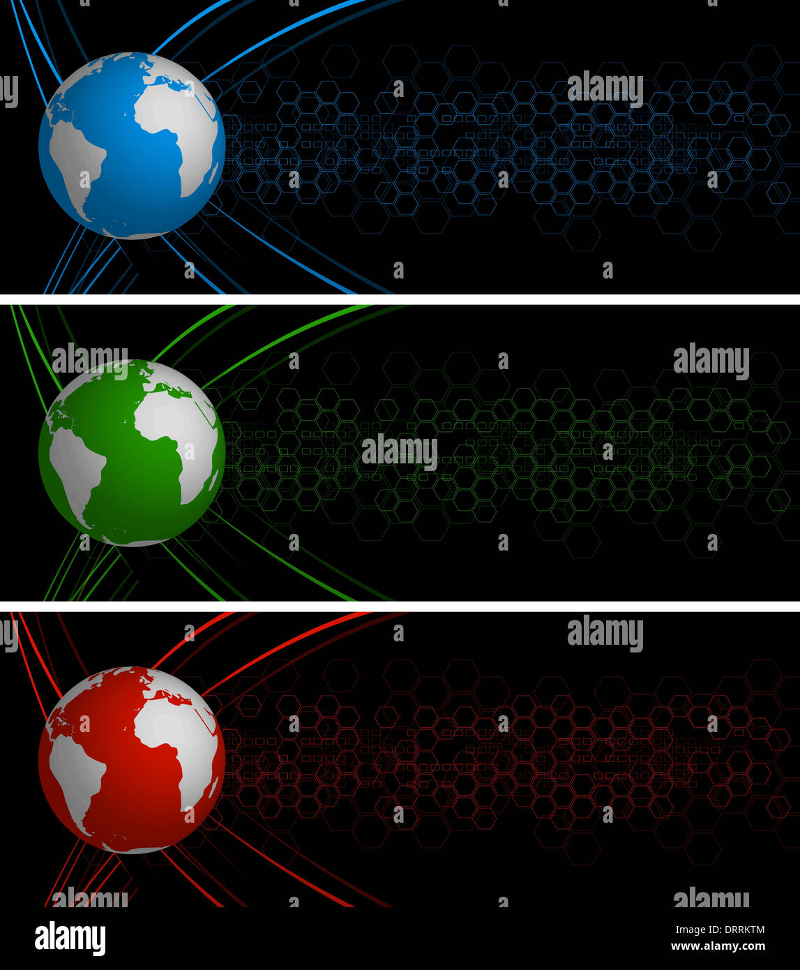 Set of tech banners with globe Stock Photo - Alamy
