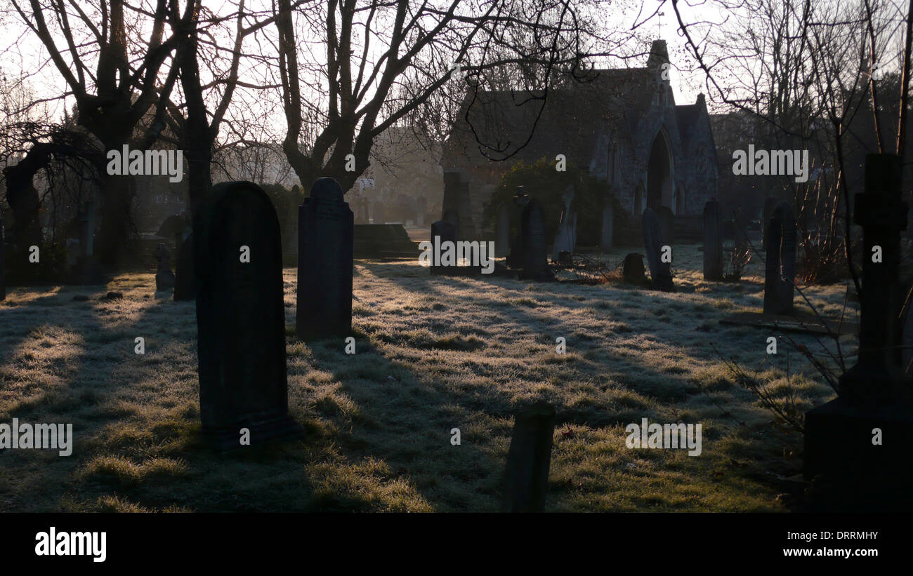 Frosty morning in a cemetery Stock Photo - Alamy