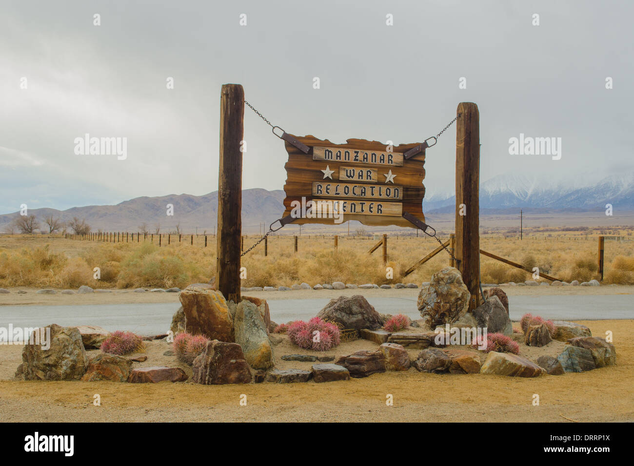 Entrance to Manzanar a WW2 era prison camp that held Japanese Americans ...