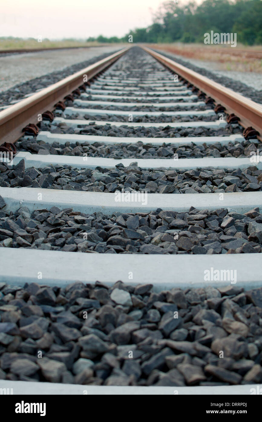 Railway Tracks to the Infinity with no Trains Stock Photo - Alamy