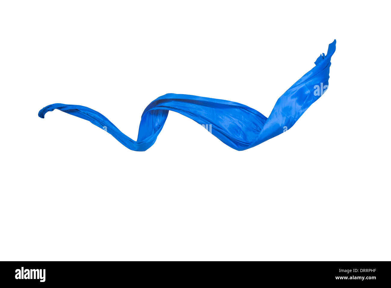 Blue silk across the color on a white background Stock Photo - Alamy