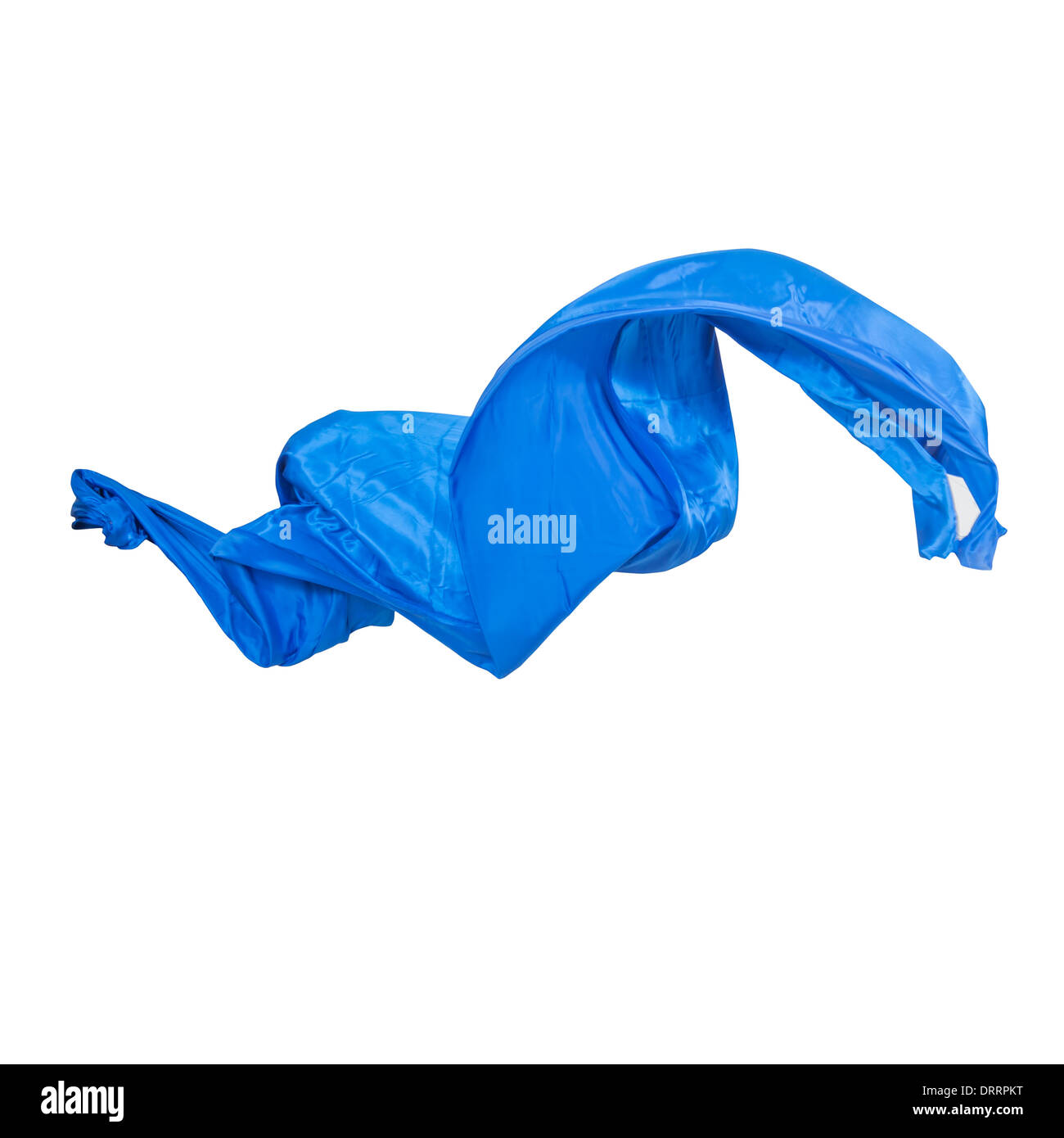 Blue silk across the color on a white background Stock Photo - Alamy