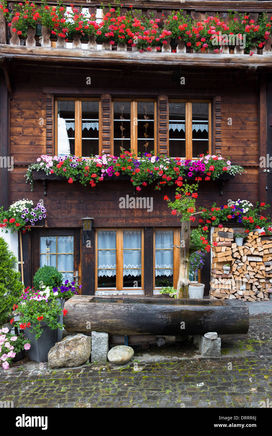 Switzerland swiss architecture timber house hi-res stock photography ...