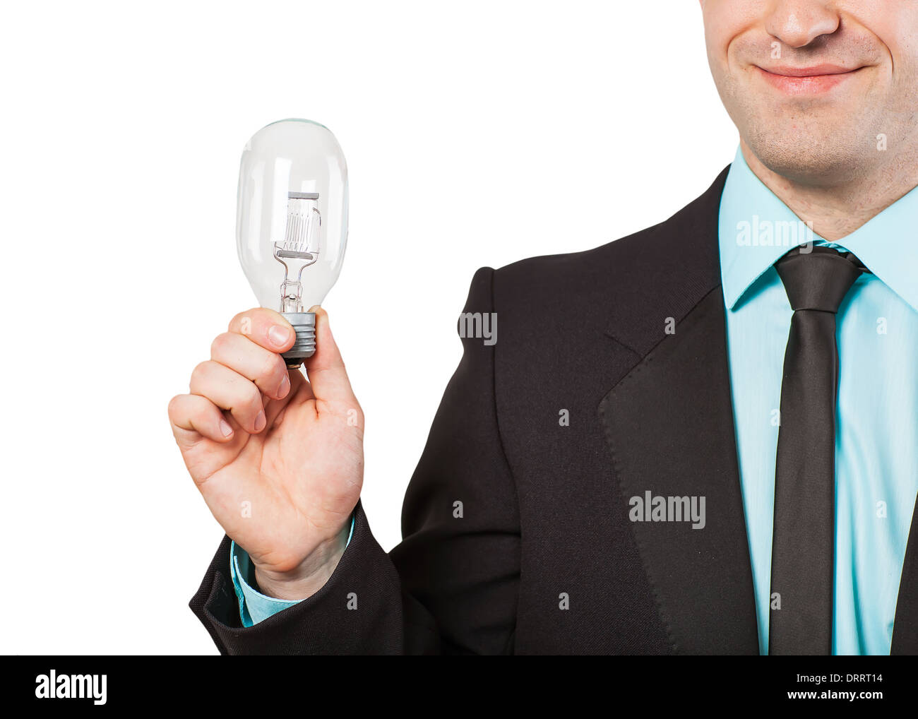 Business man holding light bulb Stock Photo - Alamy