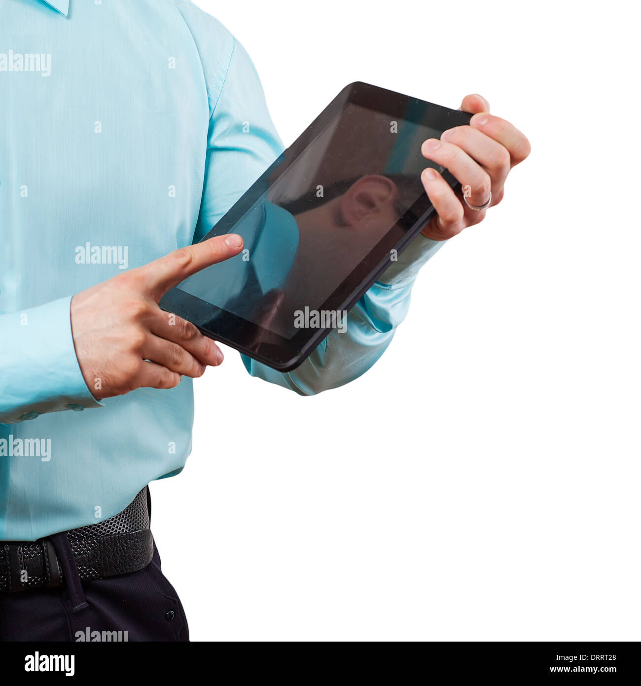 Businessman monitoring stock market graphs on his tablet Stock Photo ...