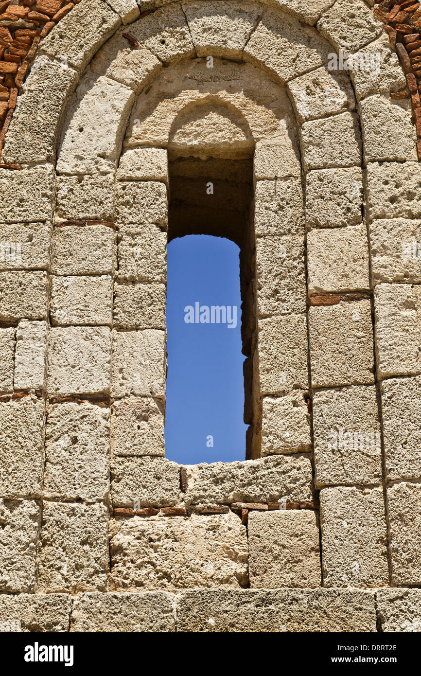 Window of ancient Temple ruins of Rhodes Stock Photo - Alamy