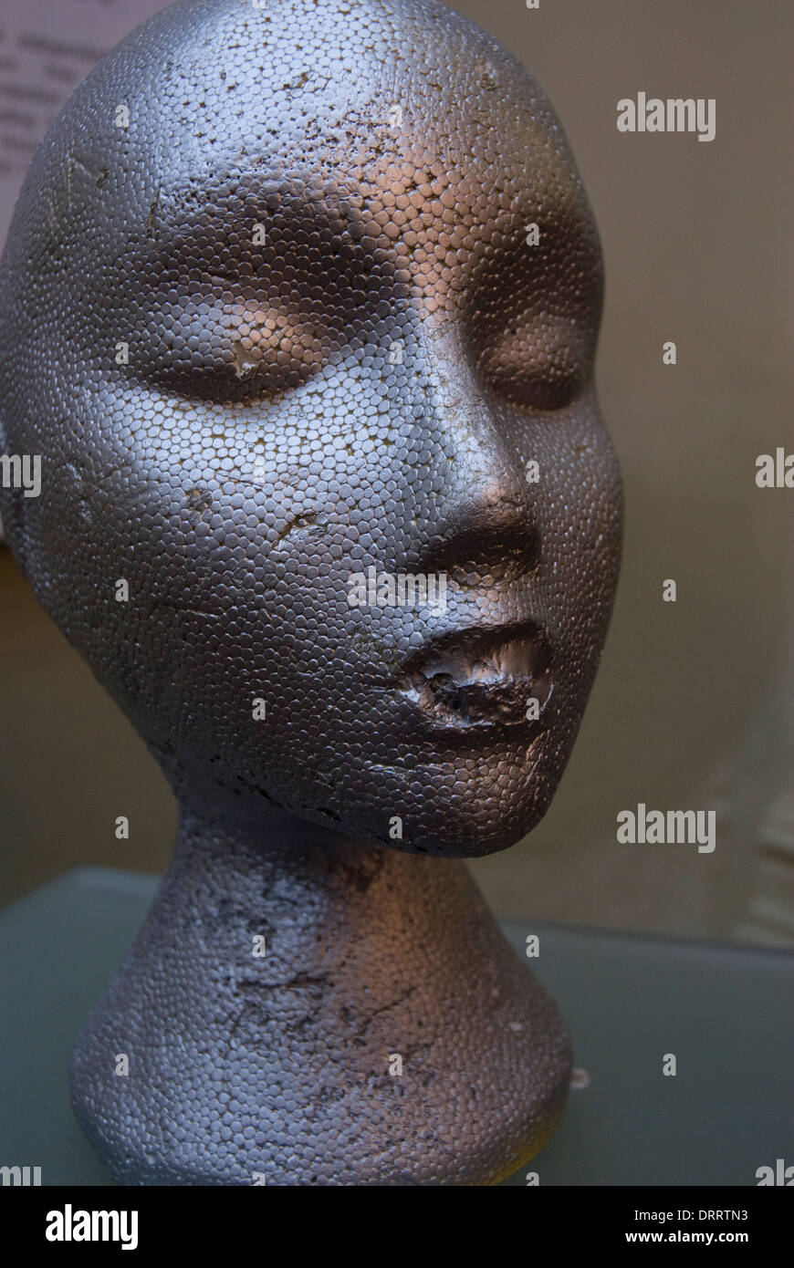A Silver/ Grey polystyrene head with distorted mouth Stock Photo - Alamy