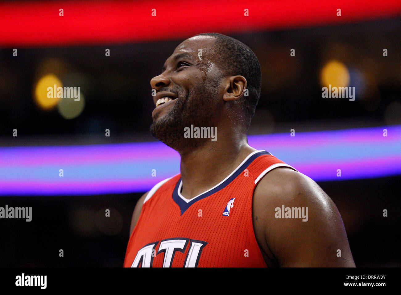 January 31, 2014: Atlanta Hawks power forward Elton Brand (42) reacts ...