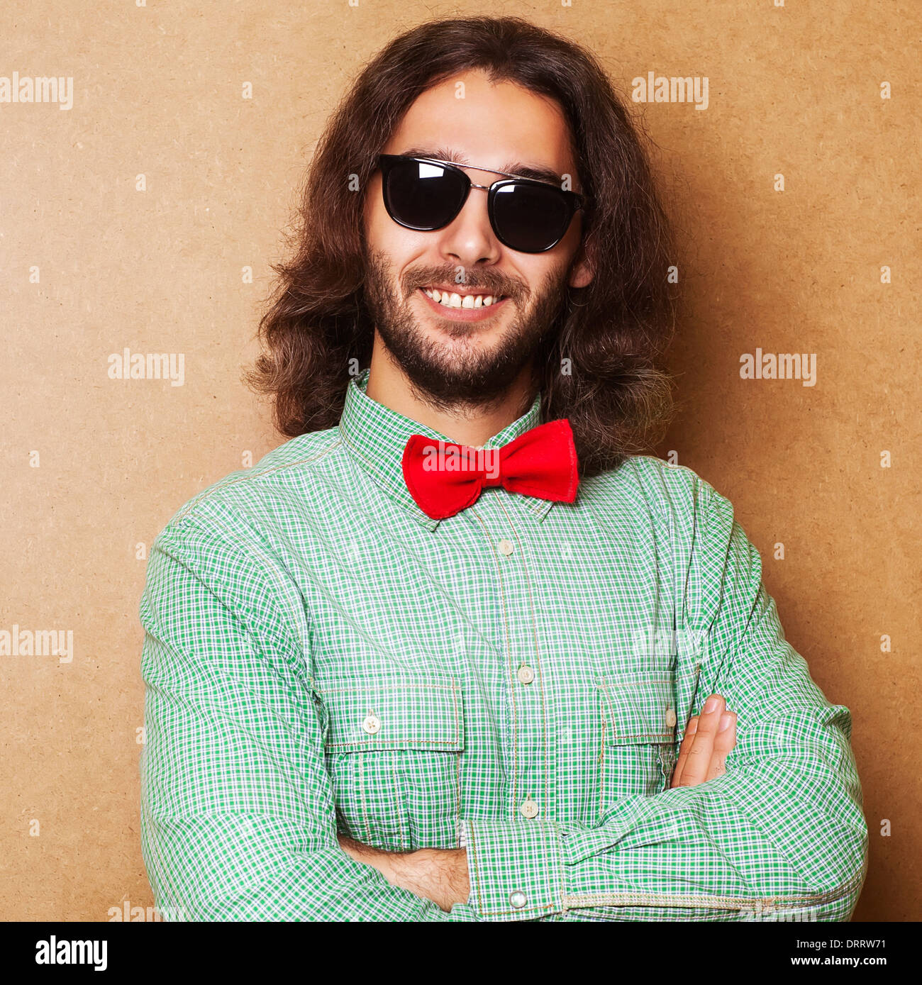 hipster man studio. Rock Star Style Stock Photo - Alamy