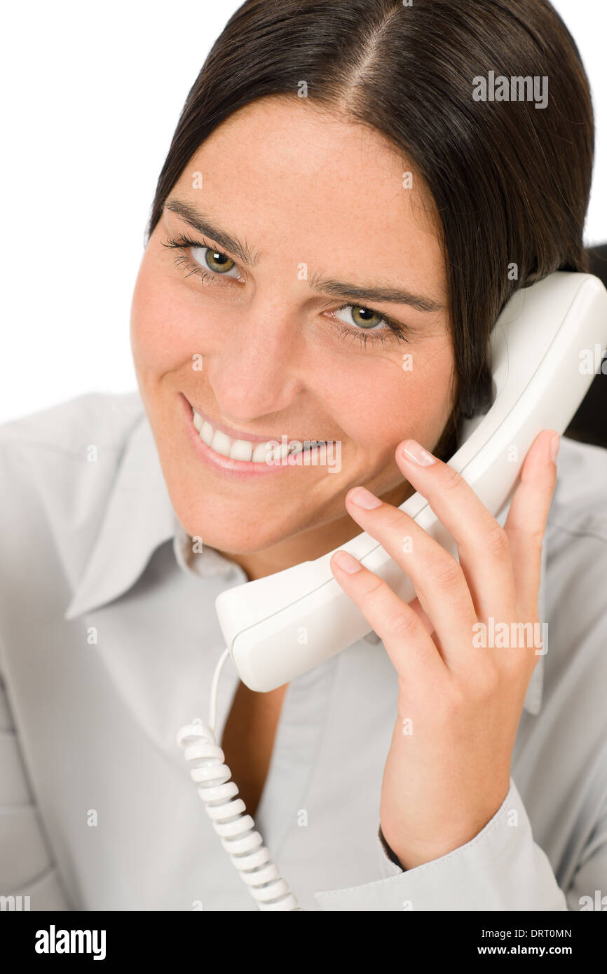 Smiling businesswoman attractive calling Stock Photo - Alamy
