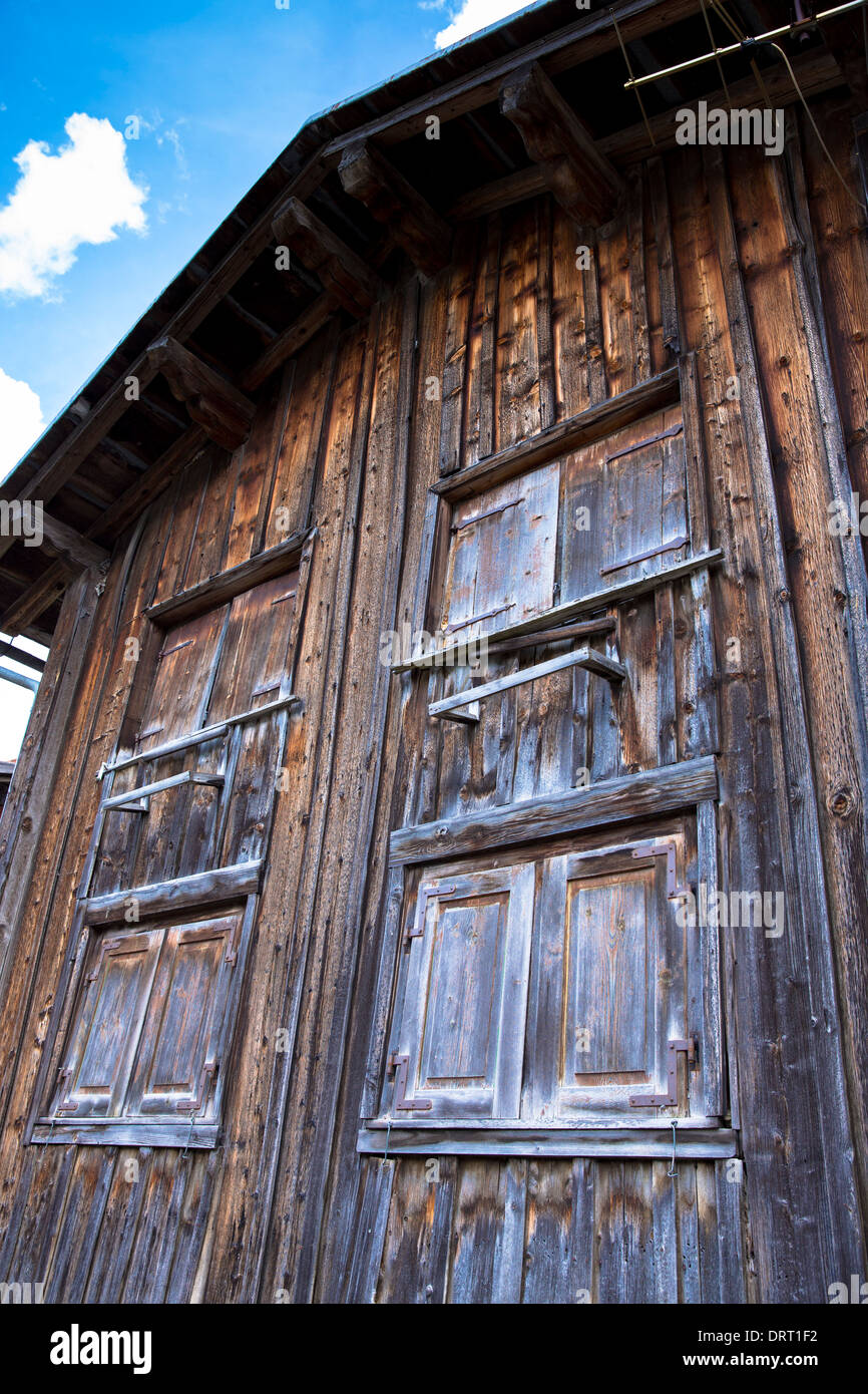 Traditional Swiss barn in Klosters in Graubunden region, Switzerland ...