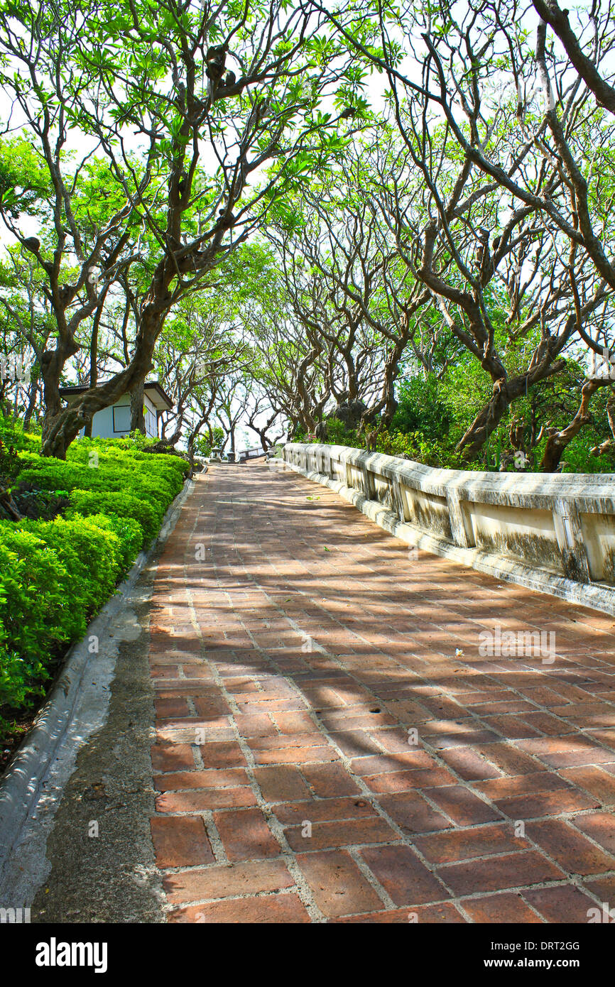Red pathway in the park, Thailand Stock Photo - Alamy