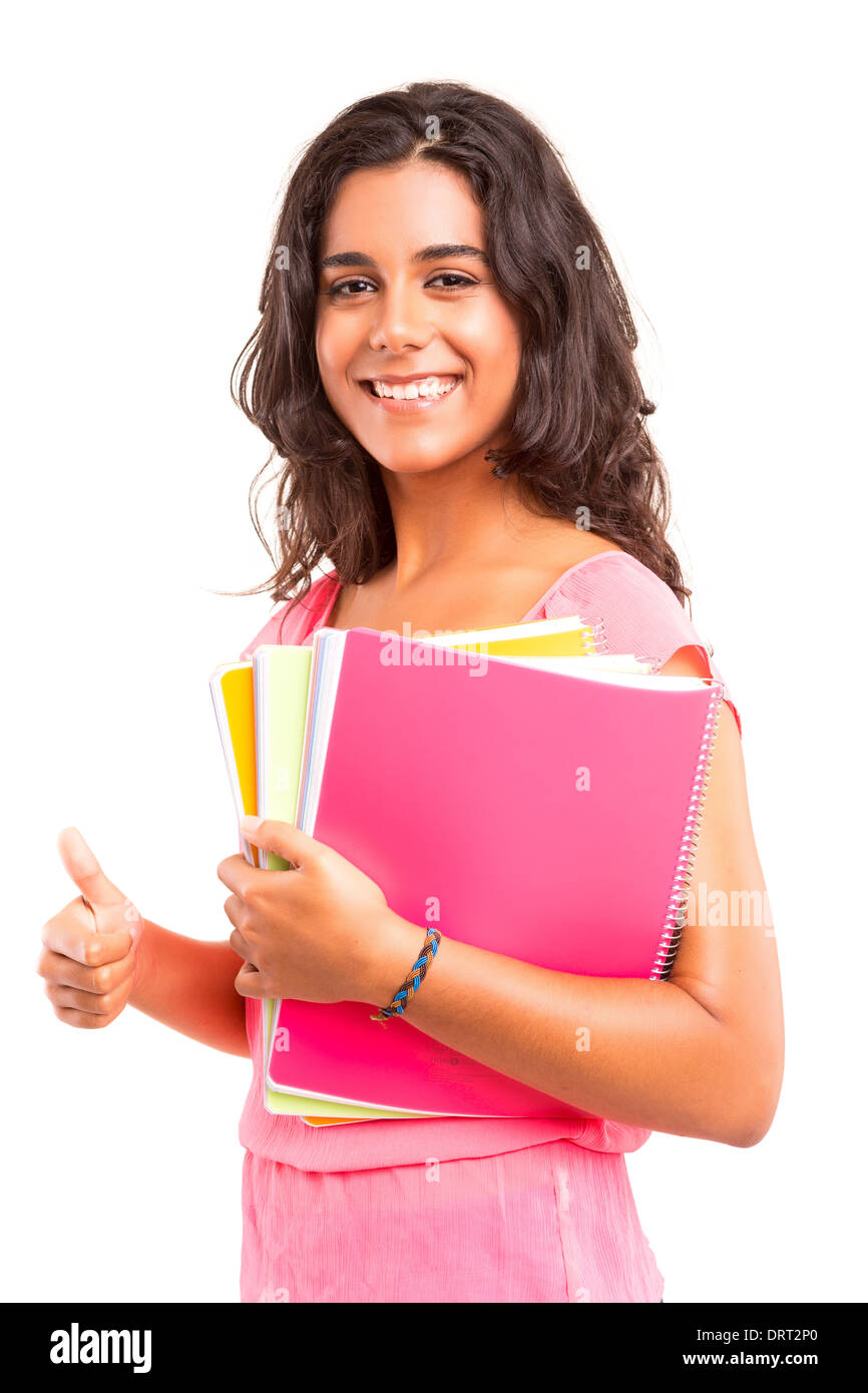 Young and beautiful student posing isolated over white Stock Photo - Alamy
