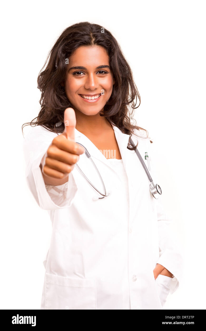 Young doctor signaling ok, isolated over a white background Stock Photo ...