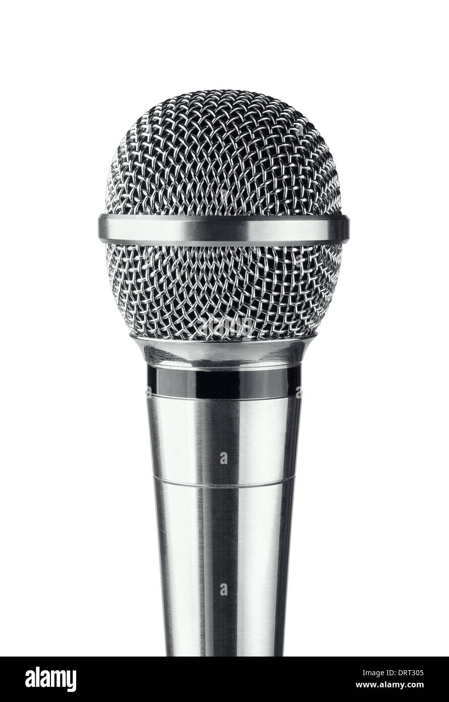 Gray microphone on a white background Stock Photo - Alamy