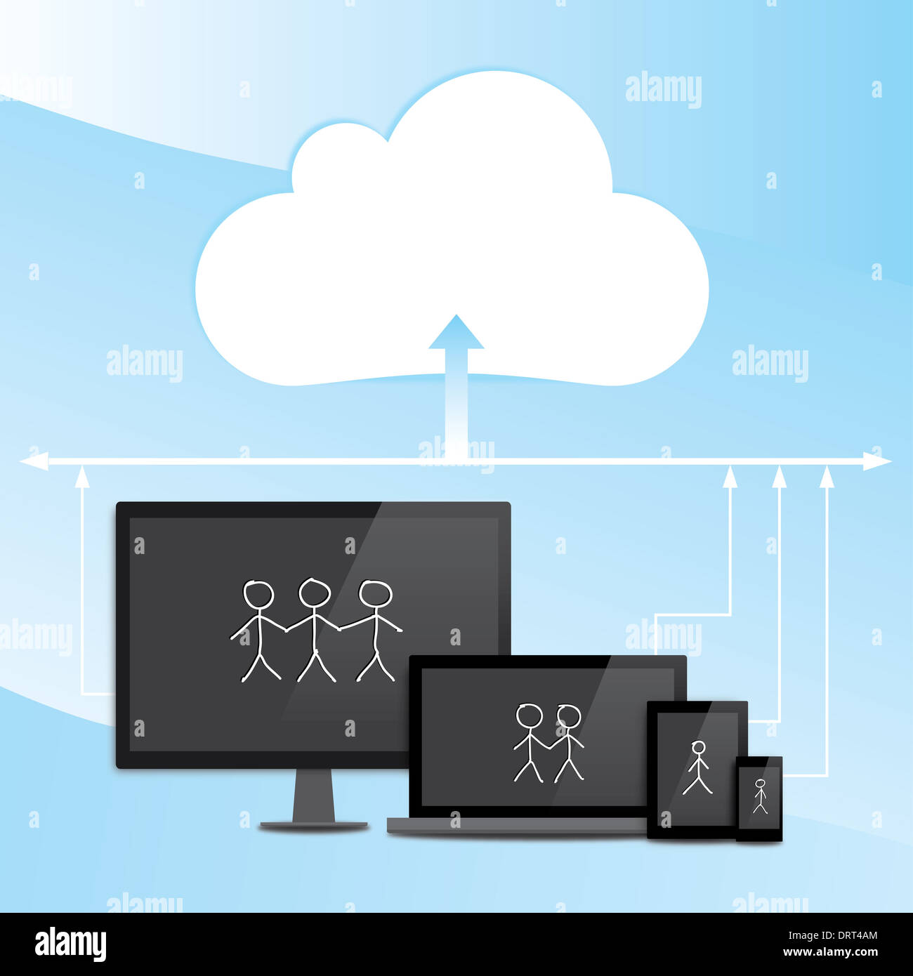 Vector Illustration Cloud Computing Concept With Desktop Computer
