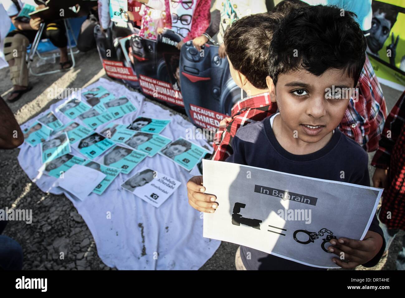 Abu Saiba, Bahrain. 31st Jan, 2014. Sit-in Turning to the issue of ...