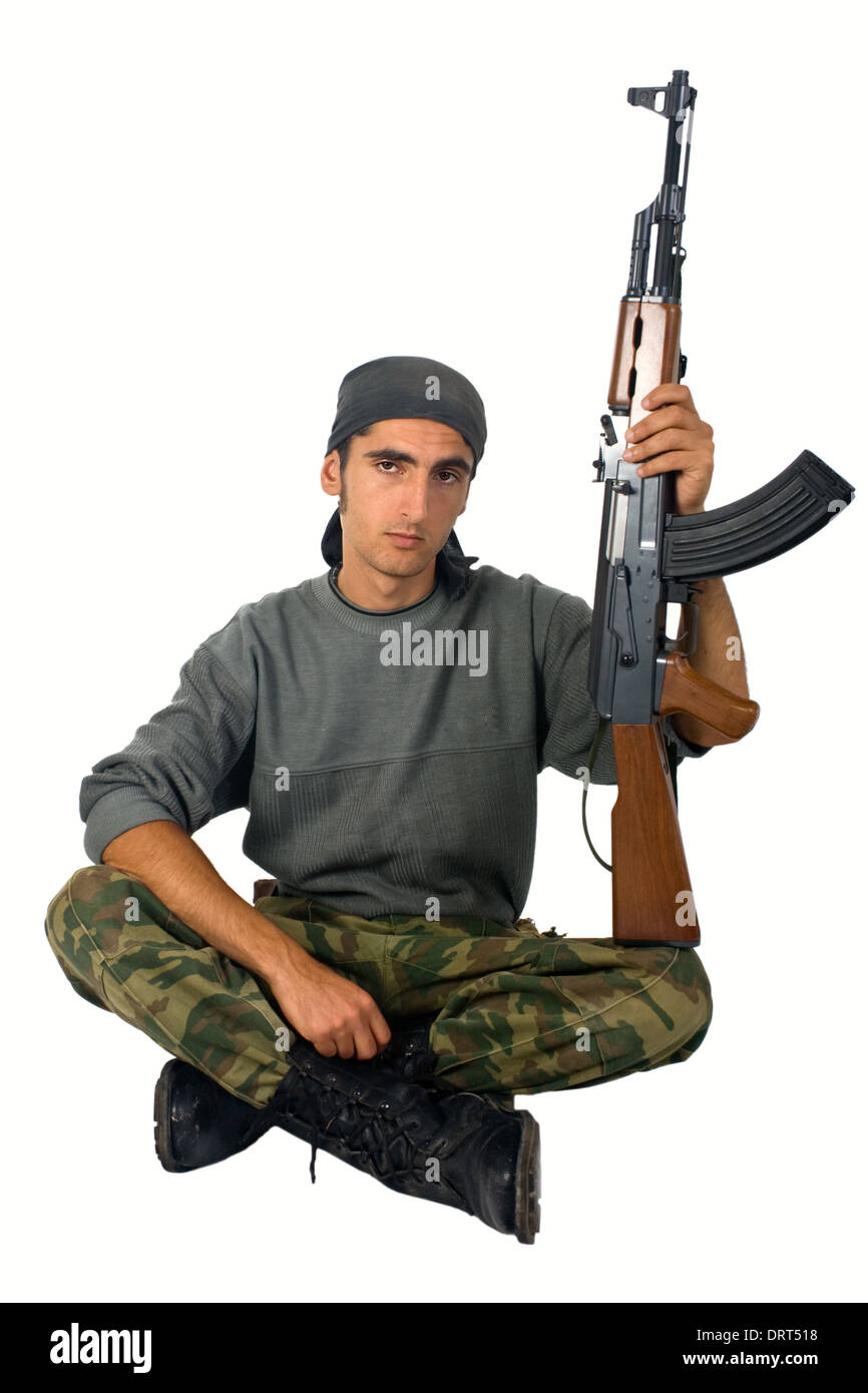 Man aiming sniper rifle Cut Out Stock Images & Pictures - Alamy